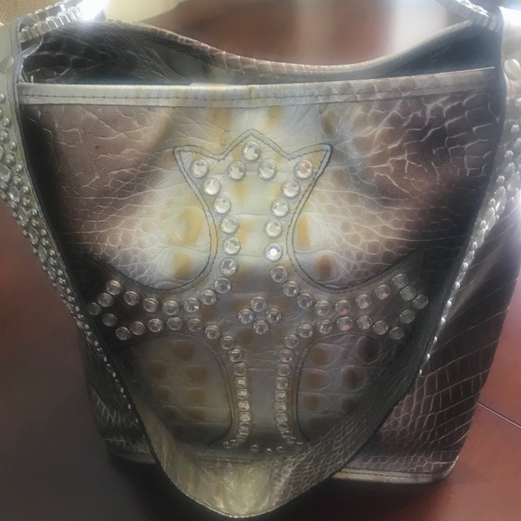 Raviani | Bags | New Raviani Croc Purse With Studded Cross Handle ...